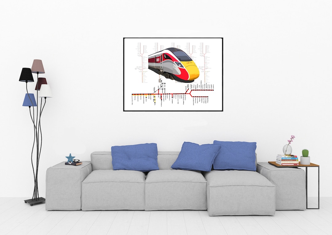 LNER Azuma Train Art Print With Rail Map - Premium Quality and ...