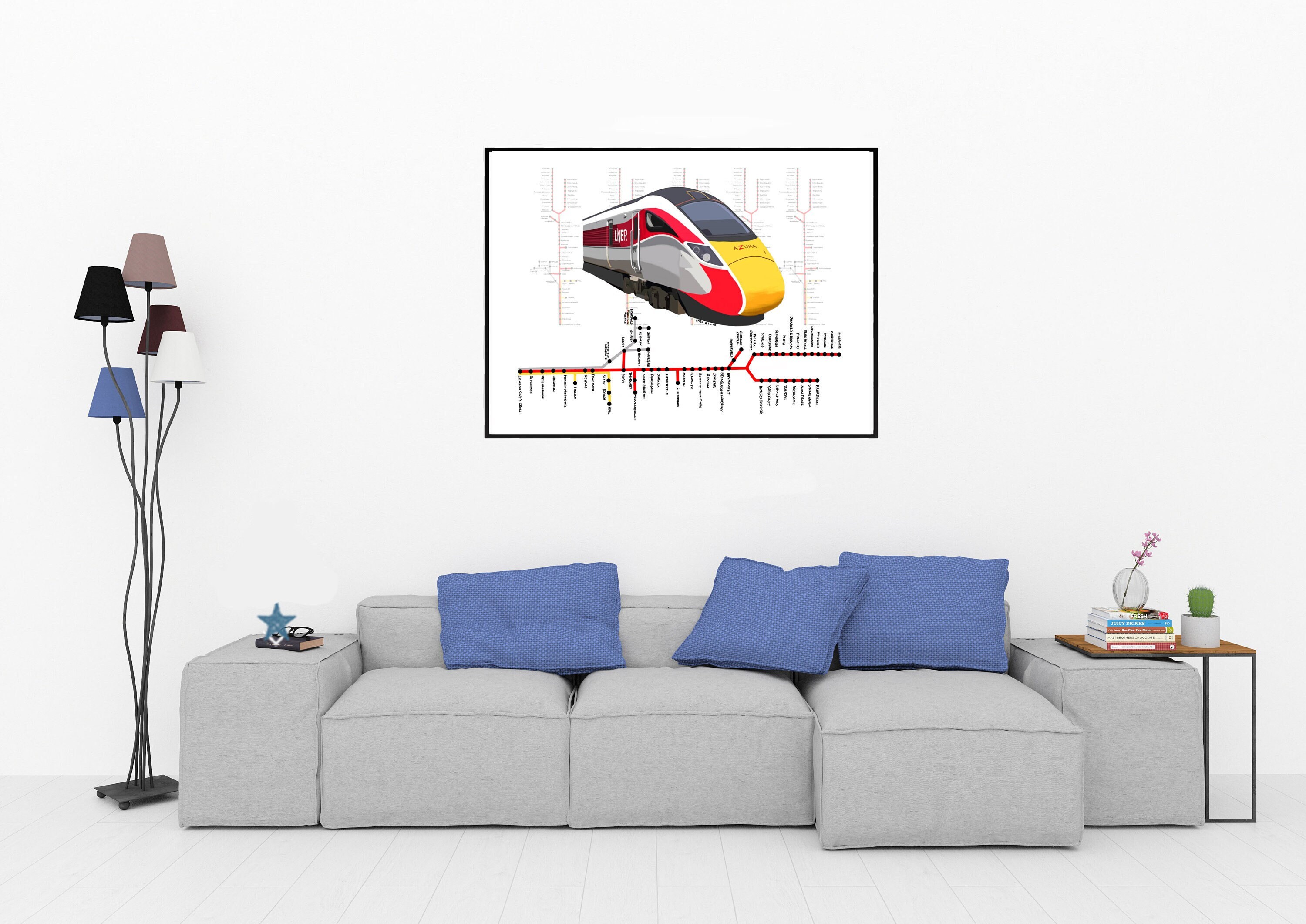 LNER Azuma Train Art Print With Rail Map - Premium Quality and ...