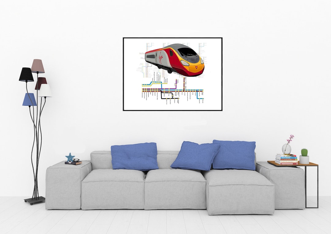 Virgintrains Pendolino Train Art Print With Rail Map - Premium Quality ...
