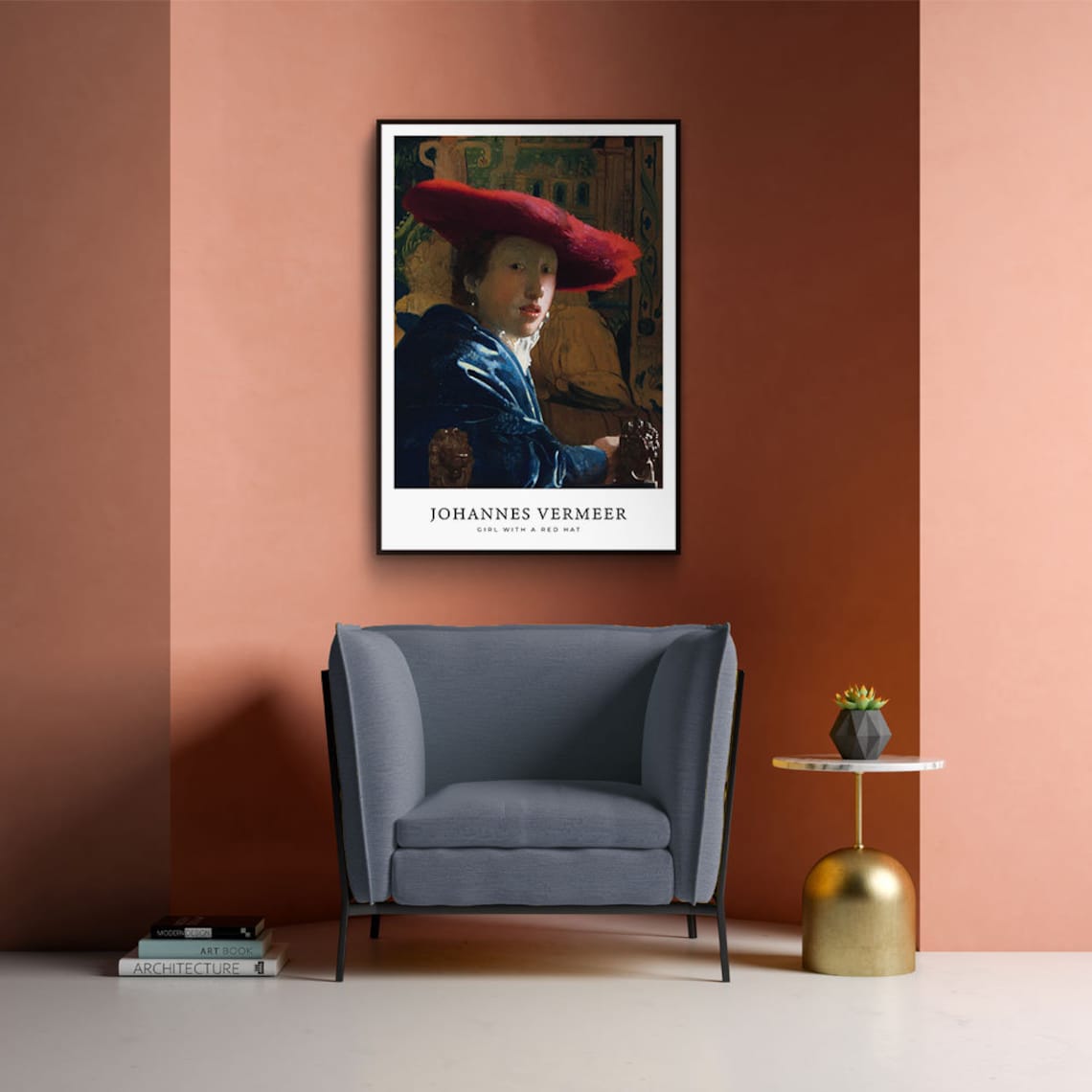 Walljar Johannes Vermeer Meisje Met De Rode Hoed Poster/canvas ...