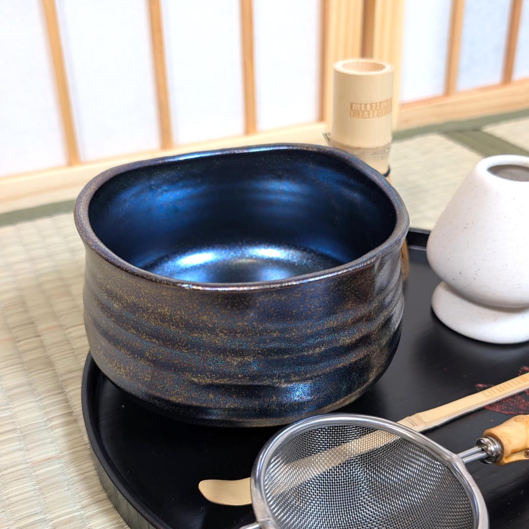 Black Aura Japanese Mino Ware Matcha Bowl: “kuro Kosai” Handcrafted ...