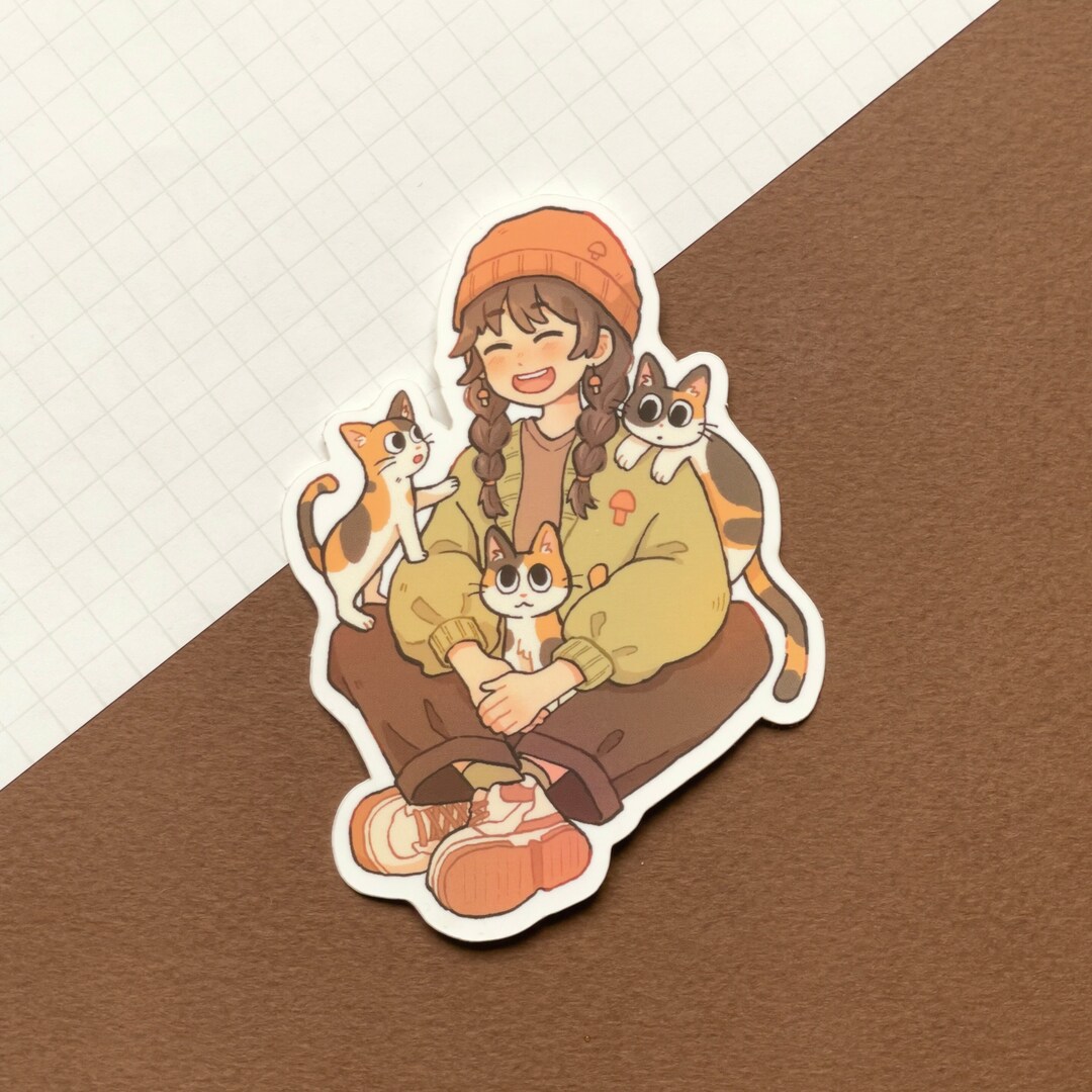 Fall Girl Matte Vinyl Sticker Digital Art, Stickers, Stationery, Kawaii ...