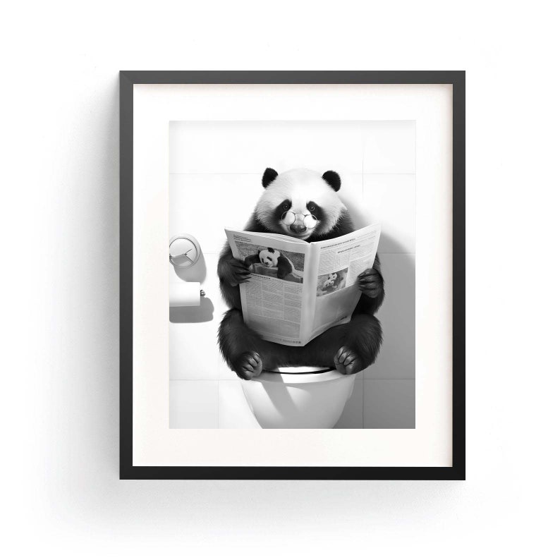 Panda Wall Art Funny Bathroom Cute Panda Art Panda Poster Panda ...