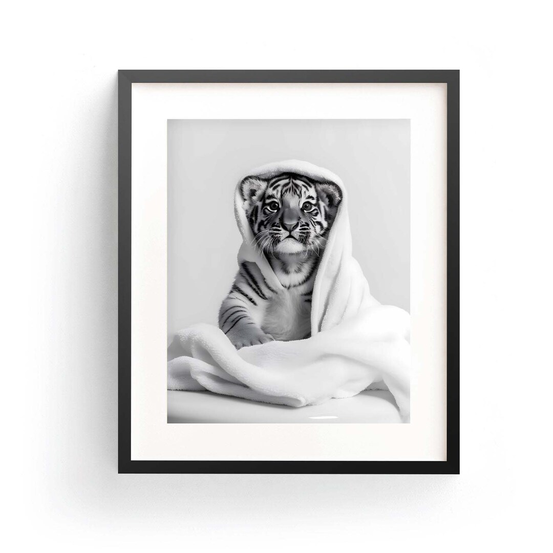 Tiger in Bathrobe Tiger Art Print Tiger Wall Art Baby Tiger Art Funny ...