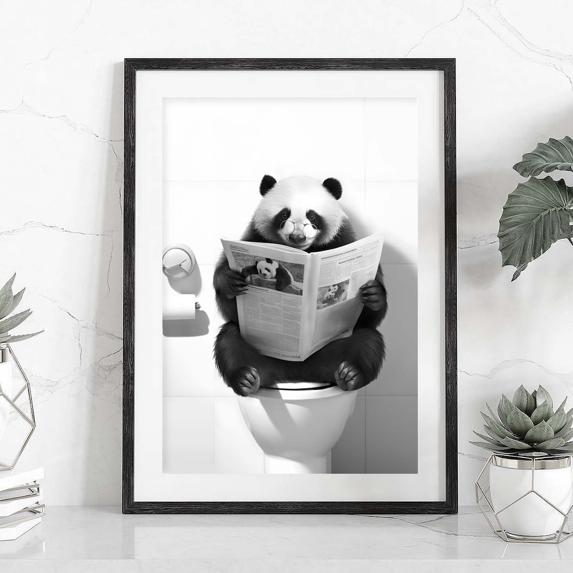 Panda Wall Art Funny Bathroom Cute Panda Art Panda Poster Panda ...