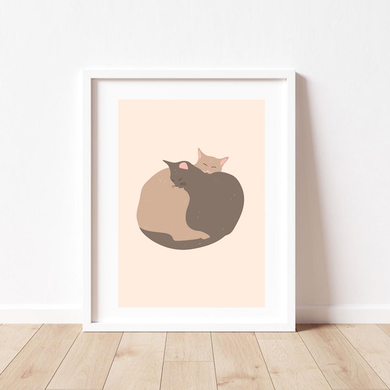 Cats Hugging Print Meow Hug Print Cat Hug Poster Hug Love - Etsy