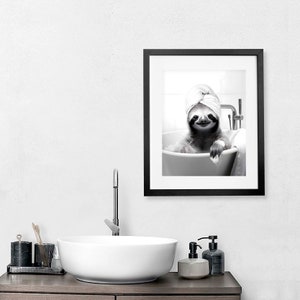 Sloth in Bathrobe Sloth Art Print Sloth Wall Art Sloth Bathroom Art ...
