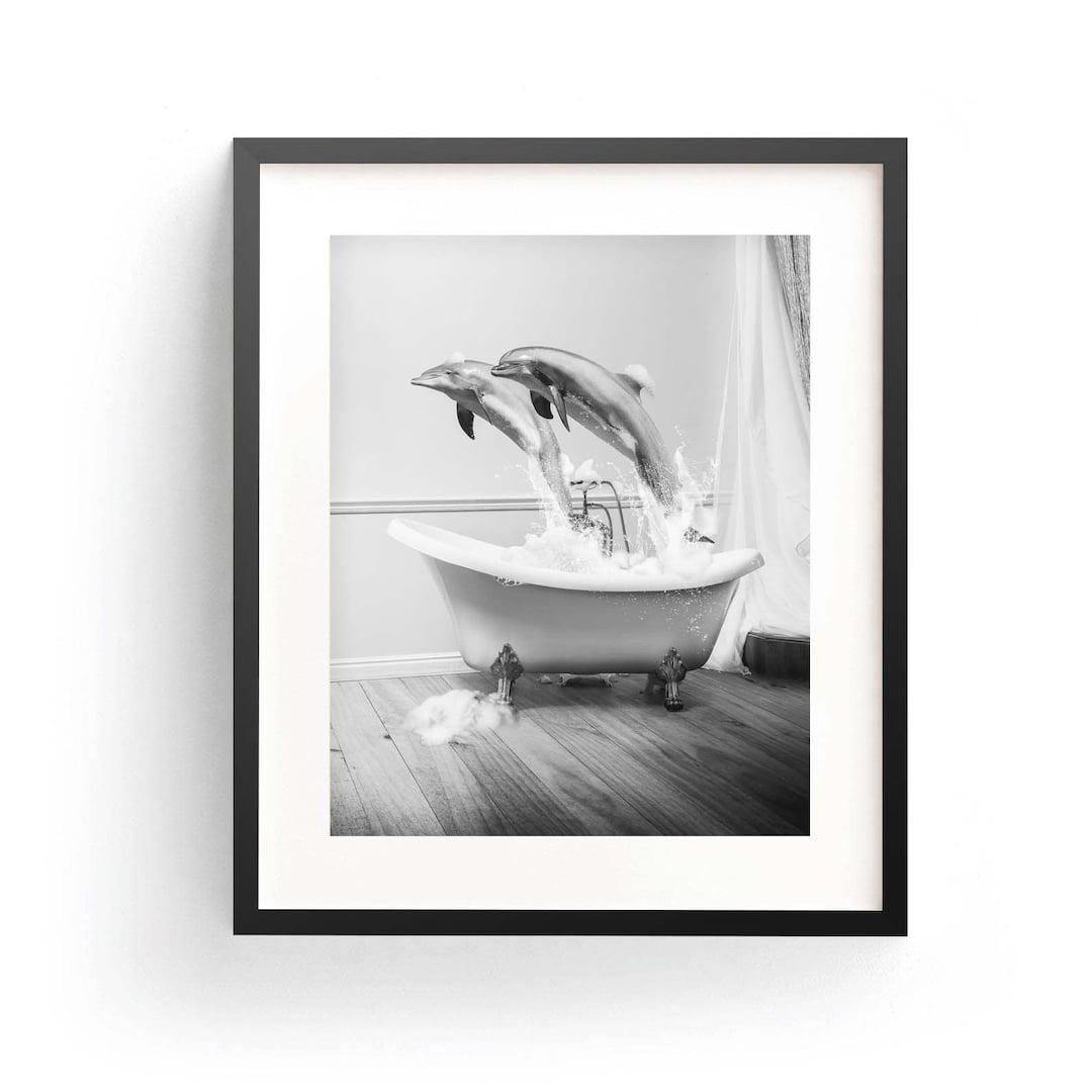 Dolphin in a Tub, Wall Decor Bathroom, Dolphin Shower, Cute Dolphin ...