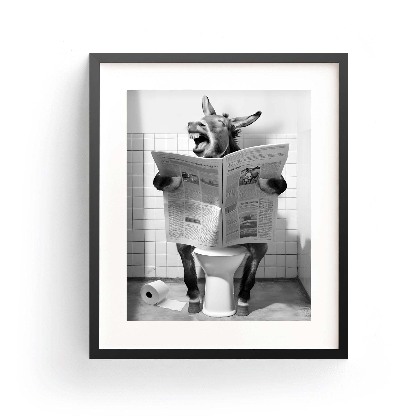 Donkey Wall Art Funny Bathroom Cute Donkey Art Donkey Poster Donkey ...