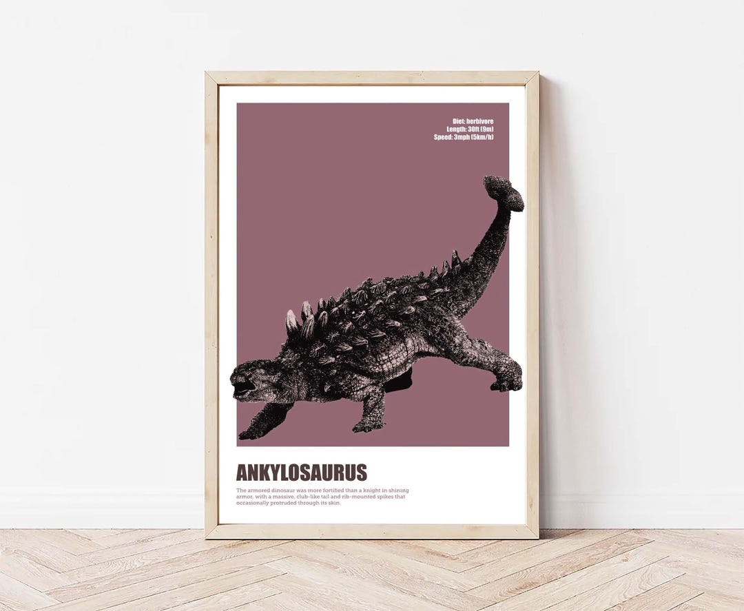 Ankylosaurus Print Dinosaur Wall Art Dino Illustration Dinosaur Nursery ...