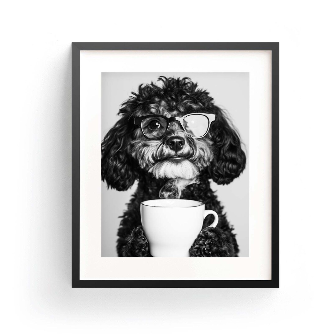 Cockapoo Coffee Wall Art Black and White Print Cockapoo Bar Cart Print ...