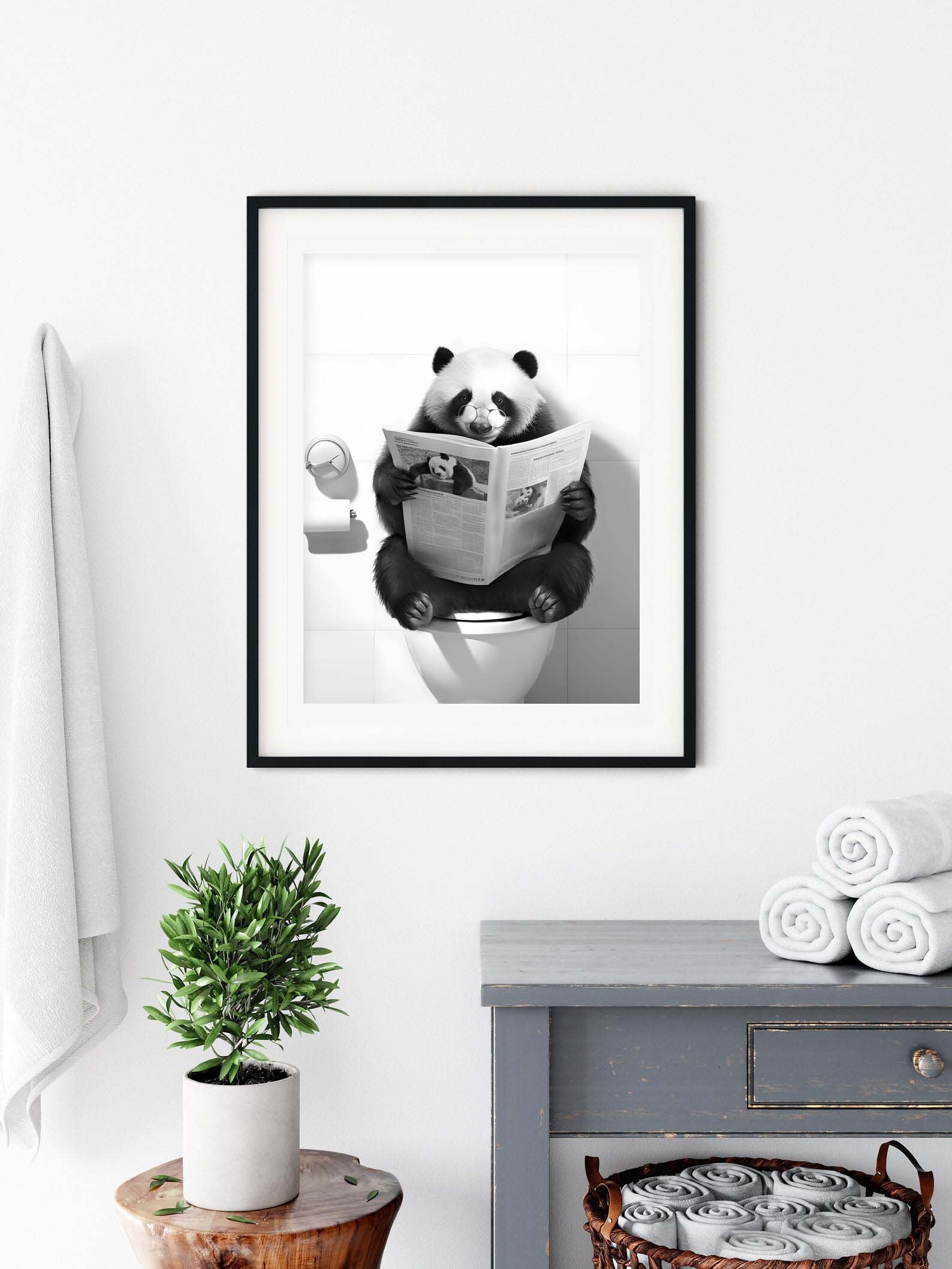 Panda Wall Art Funny Bathroom Cute Panda Art Panda Poster Panda ...