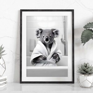 Koala in Bathrobe Koala Art Print Koala Wall Art Koala Bathroom Art ...