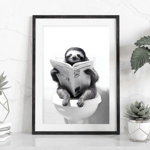 Sloth Wall Art Funny Bathroom Sloth Toilet Poster Sloth Lover Gift ...
