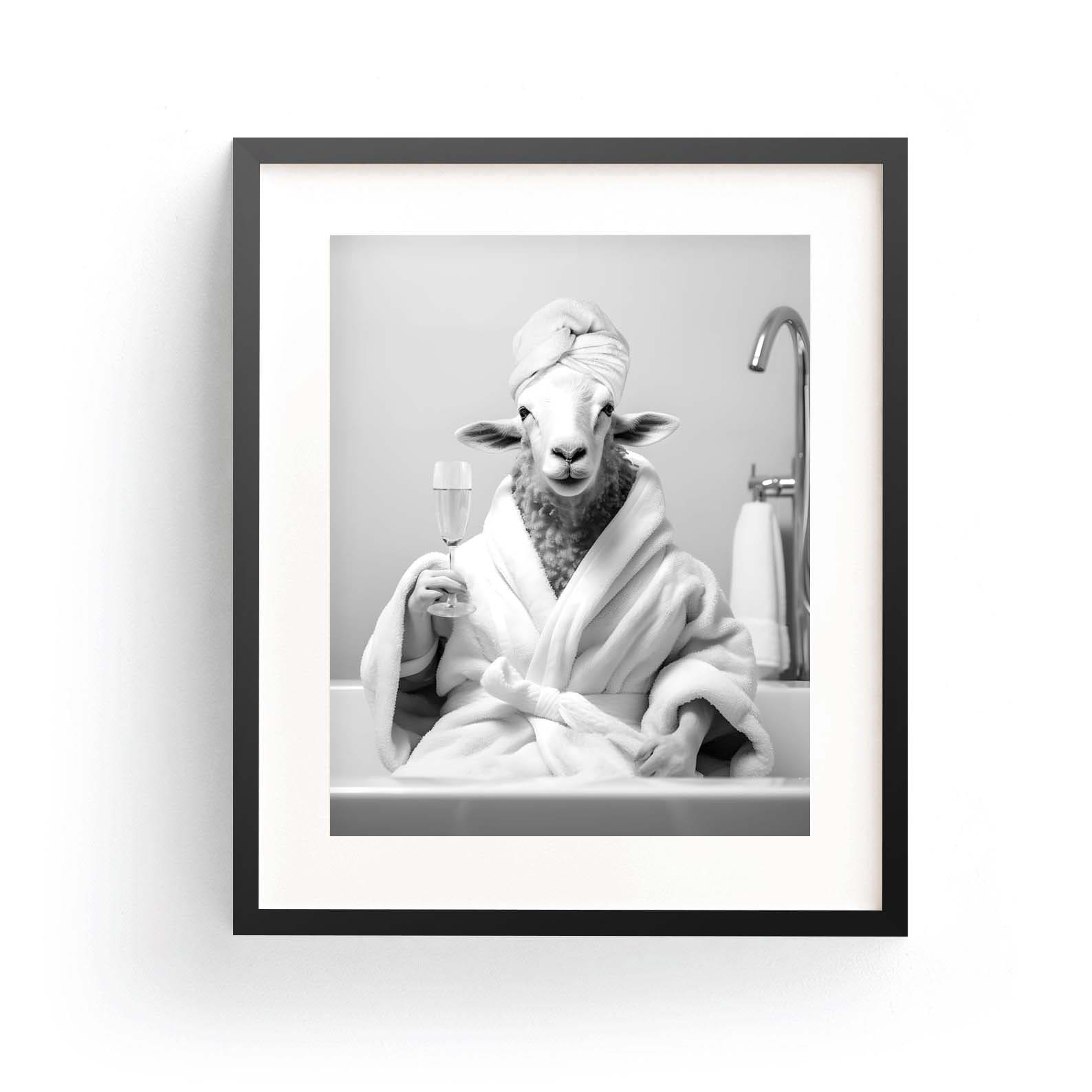 Sheep in Bathrobe Sheep Art Print Sheep Funny Art Sheep Bathroom Sheep Art Lover Kids Bathroom ...