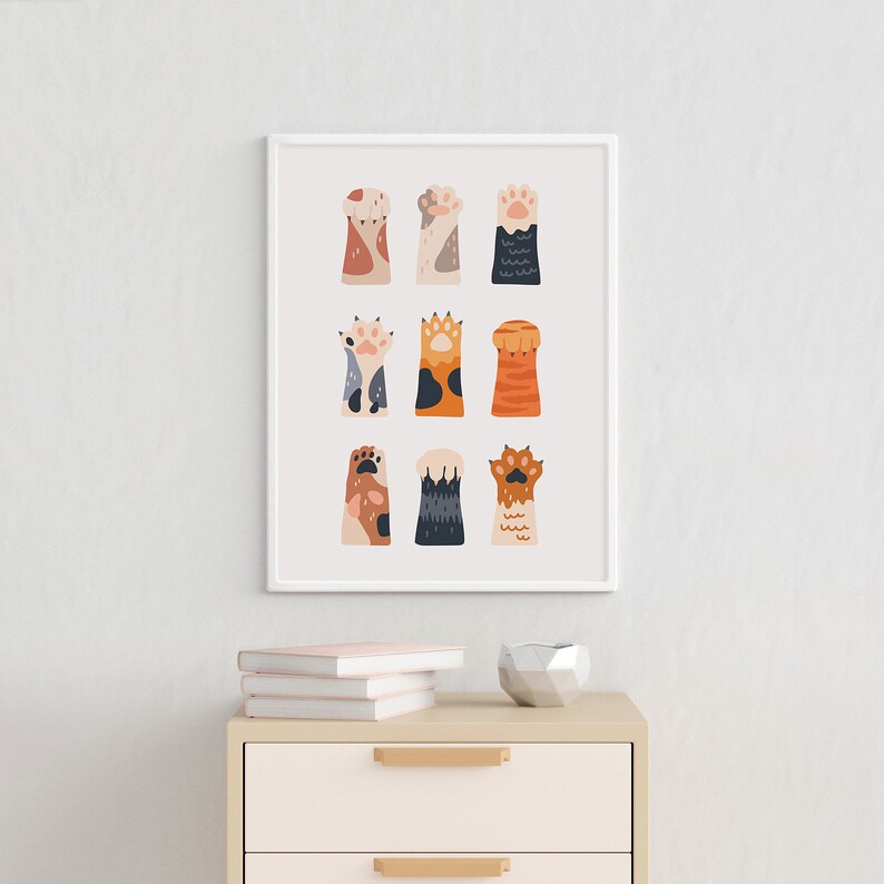 Cat Paw Poster, Cat Paw Printable, Cat Paw Collection, Boho Cat Paw ...