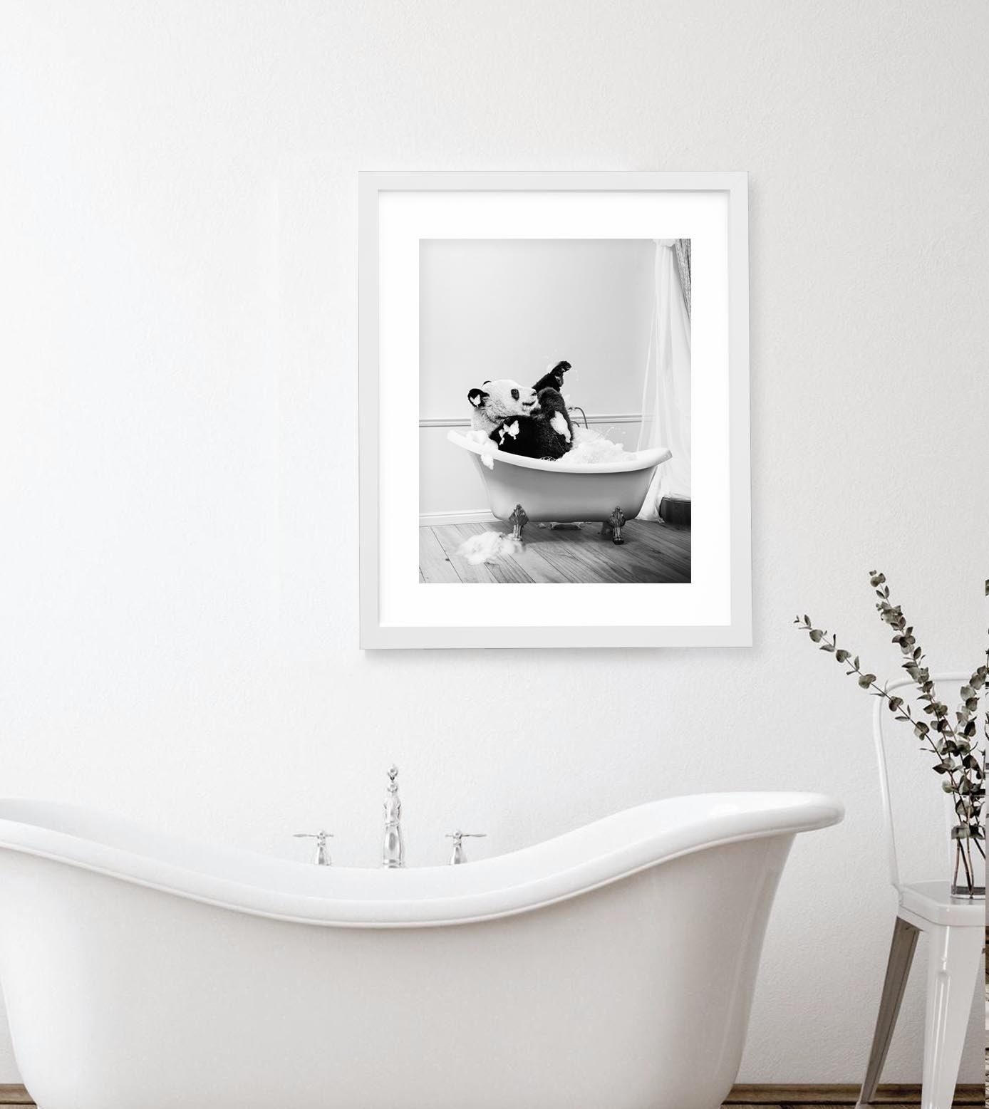 Panda in a Tub Wall Decor Bathroom Panda Taking Shower Cute Panda ...