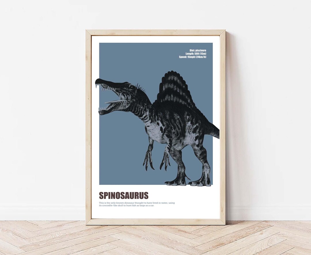 Spinosaurus Print Dinosaur Wall Art Dino Illustration Dinosaur Nursery ...