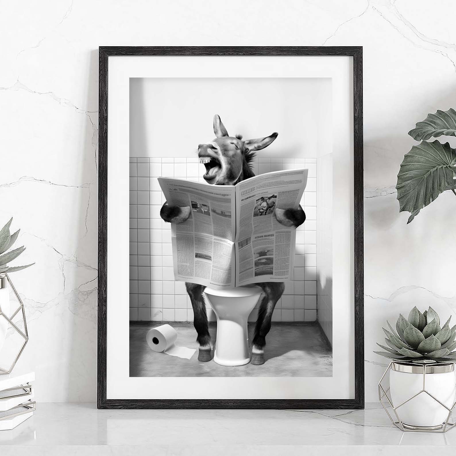 Donkey Wall Art, Funny Bathroom, Cute Donkey Art, Donkey Poster, Donkey ...
