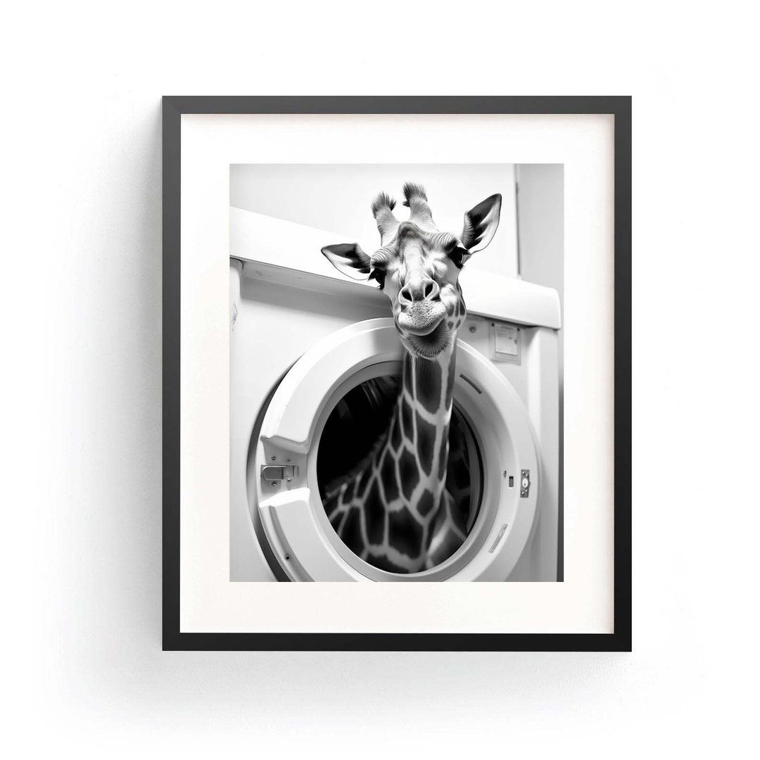 Giraffe Laundry Art Animal Laundry Funny Giraffe Art Cute Giraffe Print Laundry Room Decor Cute ...