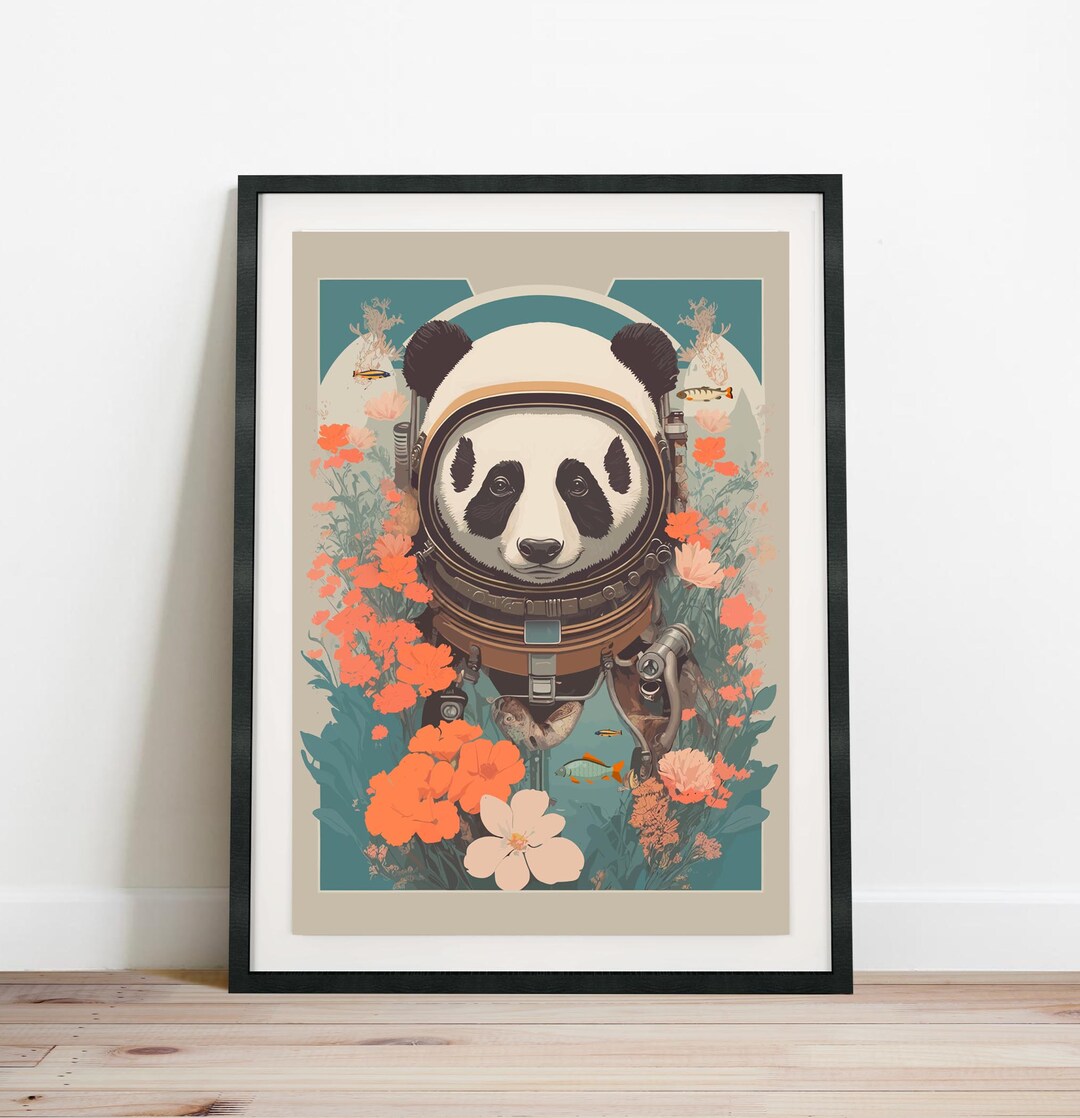 Panda Art Print, Cute Panda Poster, Panda Bear Print, Nursery Panda Art ...