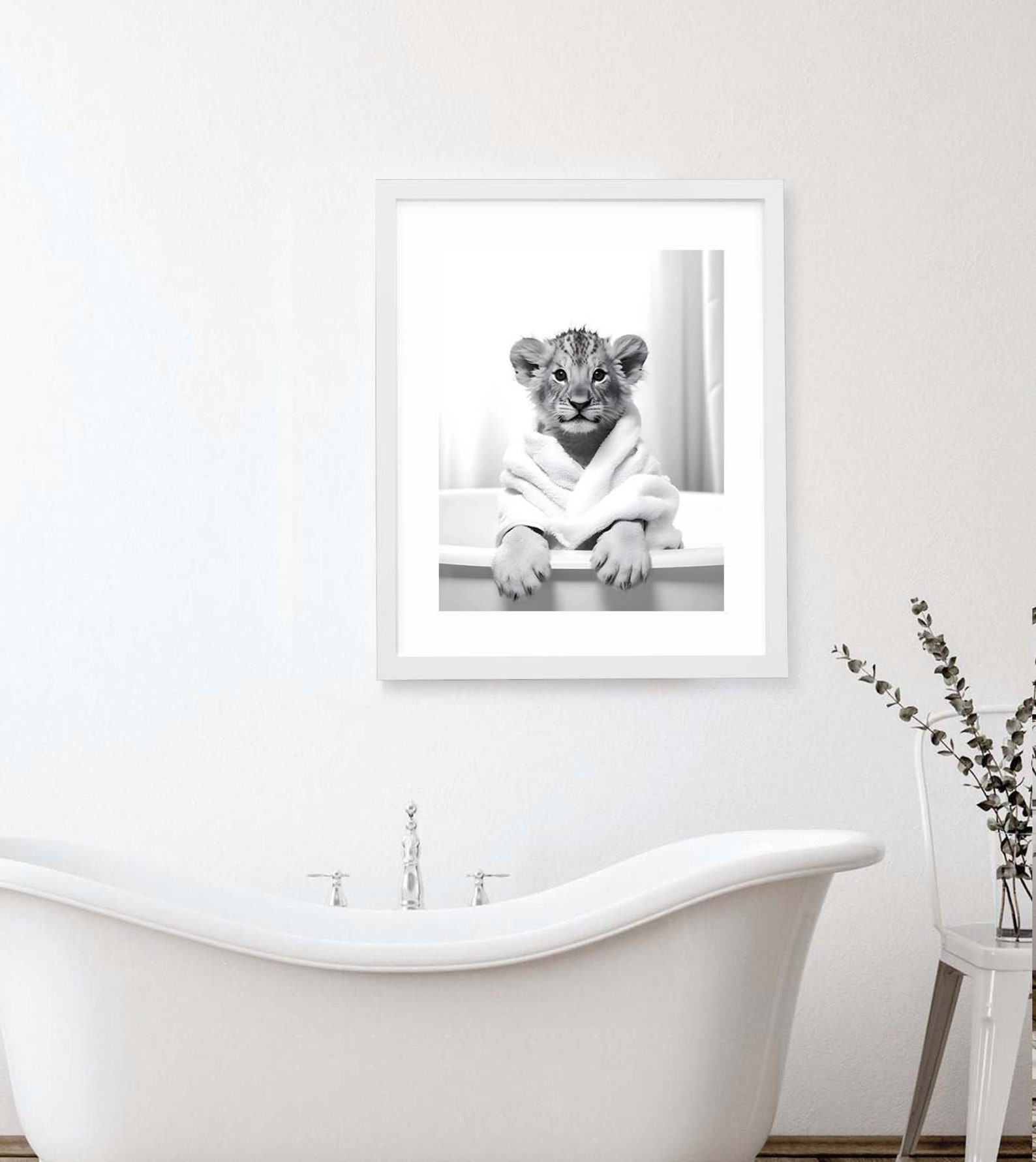 Lion in Bathrobe Lion Art Print Lion Wall Art Lion Bathroom - Etsy