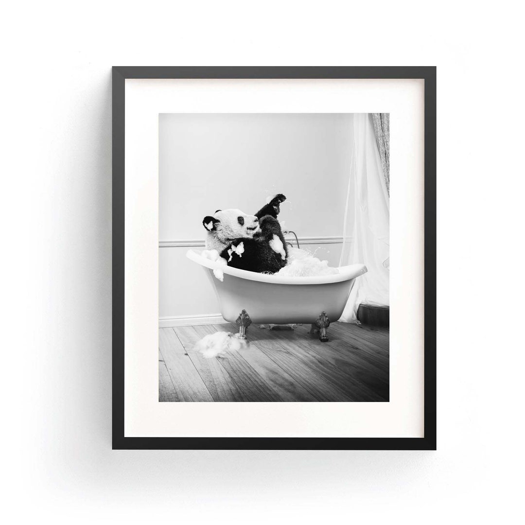 Panda in a Tub Wall Decor Bathroom Panda Taking Shower Cute Panda ...