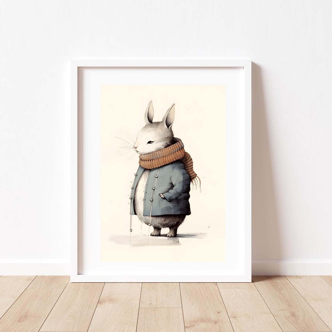 Rabbit Winter Art Rabbit Wonderland Rabbit Artprint Rabbit Art - Etsy