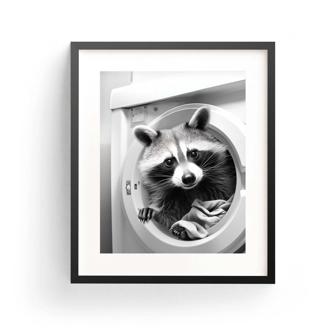 Raccoon Laundry Art Animal Laundry Funny Raccoon Art Cute Raccoon Print ...