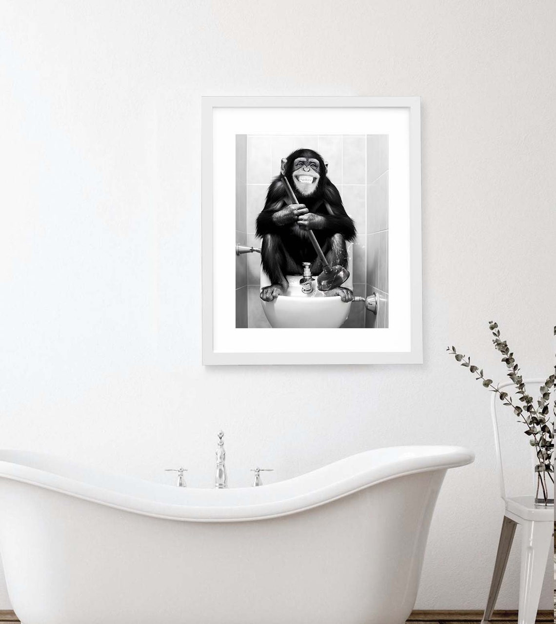 Chimp in Bathrobe Chimp Art Print Chimpanzee Art Chimp - Etsy