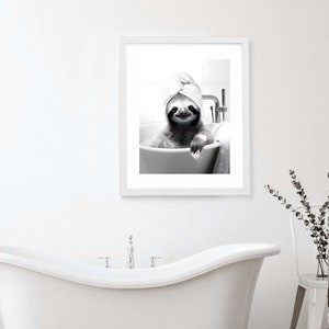 Sloth in Bathrobe Sloth Art Print Sloth Wall Art Sloth Bathroom Art ...