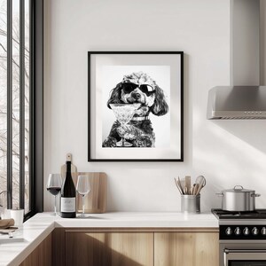 Cockapoo Cocktail Wall Art Black and White Print Cockapoo Bar Cart ...