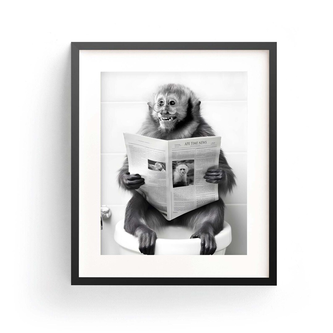 Capuchin Wall Art Funny Bathroom Cute Capuchin Art Capuchin Poster ...