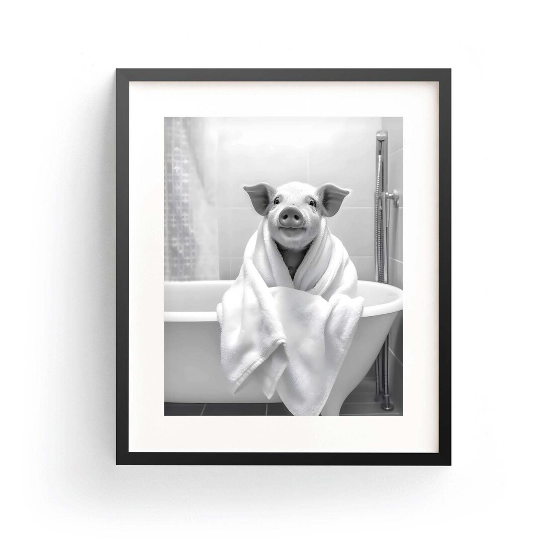 Pig in Bathrobe Pig Art Print Pig Wall Art Pig Art Funny Pig Art Kids ...