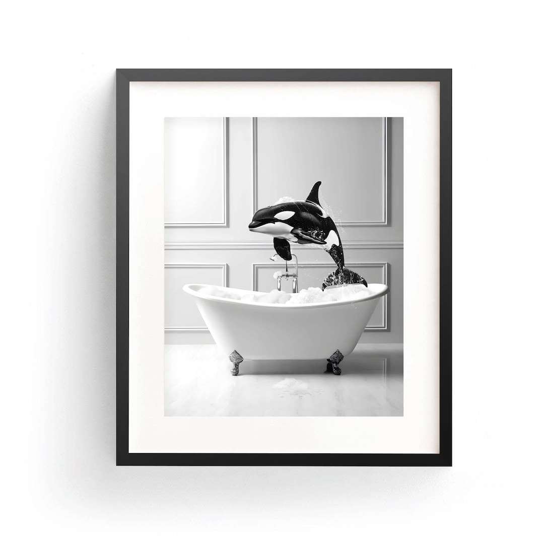 Orca Wall Art, Adorable Orca, Cute Orca Bathtub, Killer Whale Decor ...