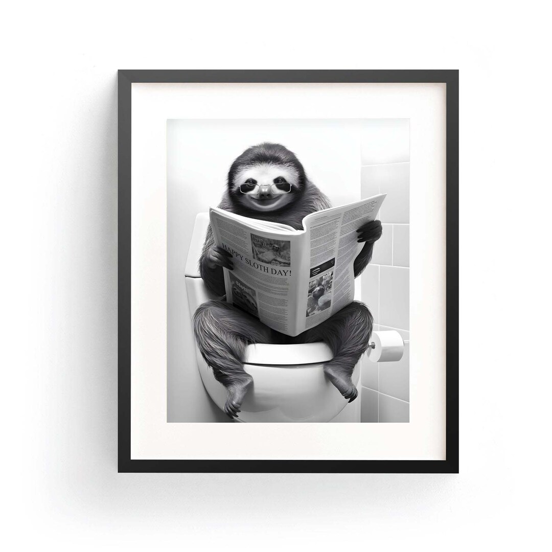 Sloth Wall Art, Funny Bathroom, Sloth Toilet Poster, Sloth Lover Gift ...