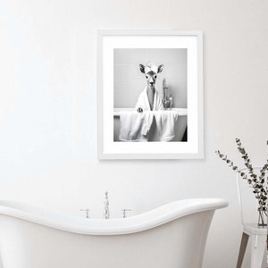 Deer in Bathrobe Deer Art Print Deer Wall Art Deer Bathroom Art Funny ...