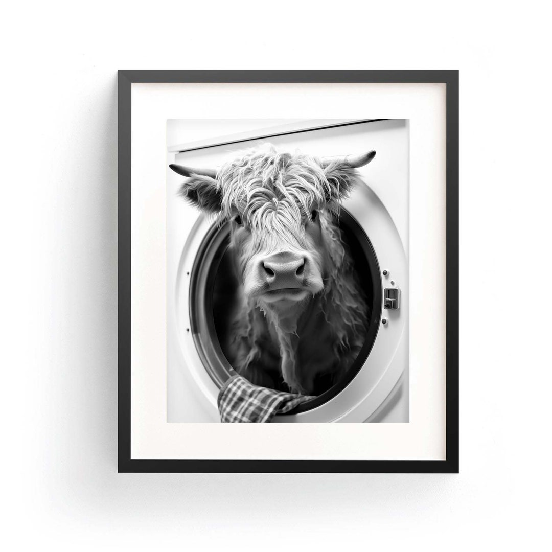Cow Laundry Art Highland Cow Print Funny Cow Print Cute Highland Cow ...