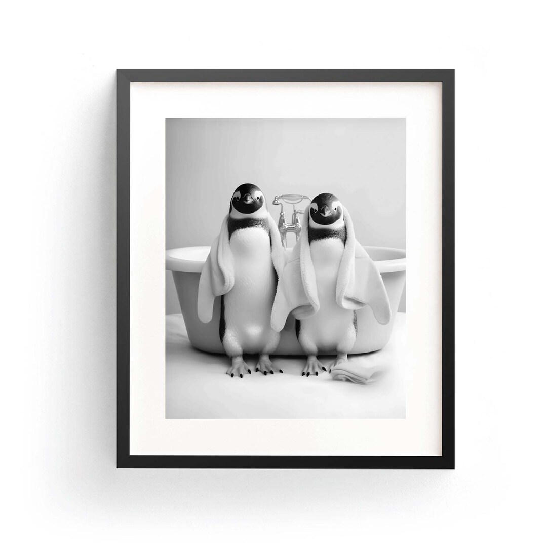 Penguin in Bathrobe Penguin Art Print Penguin Wall Art Llama Penguin ...