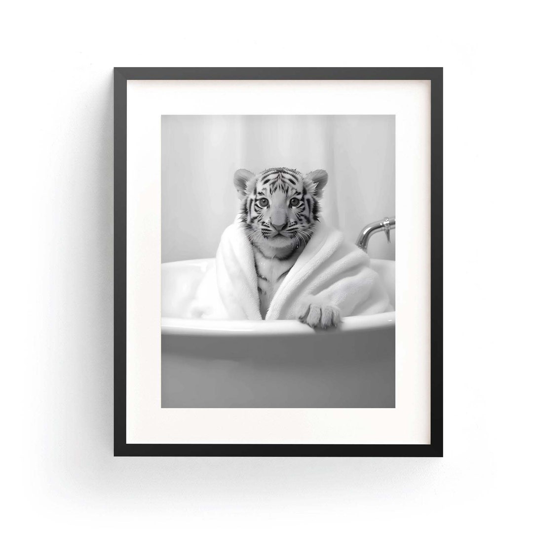 White Tiger in Bathrobe White Tiger Print White Tiger Art Baby White ...
