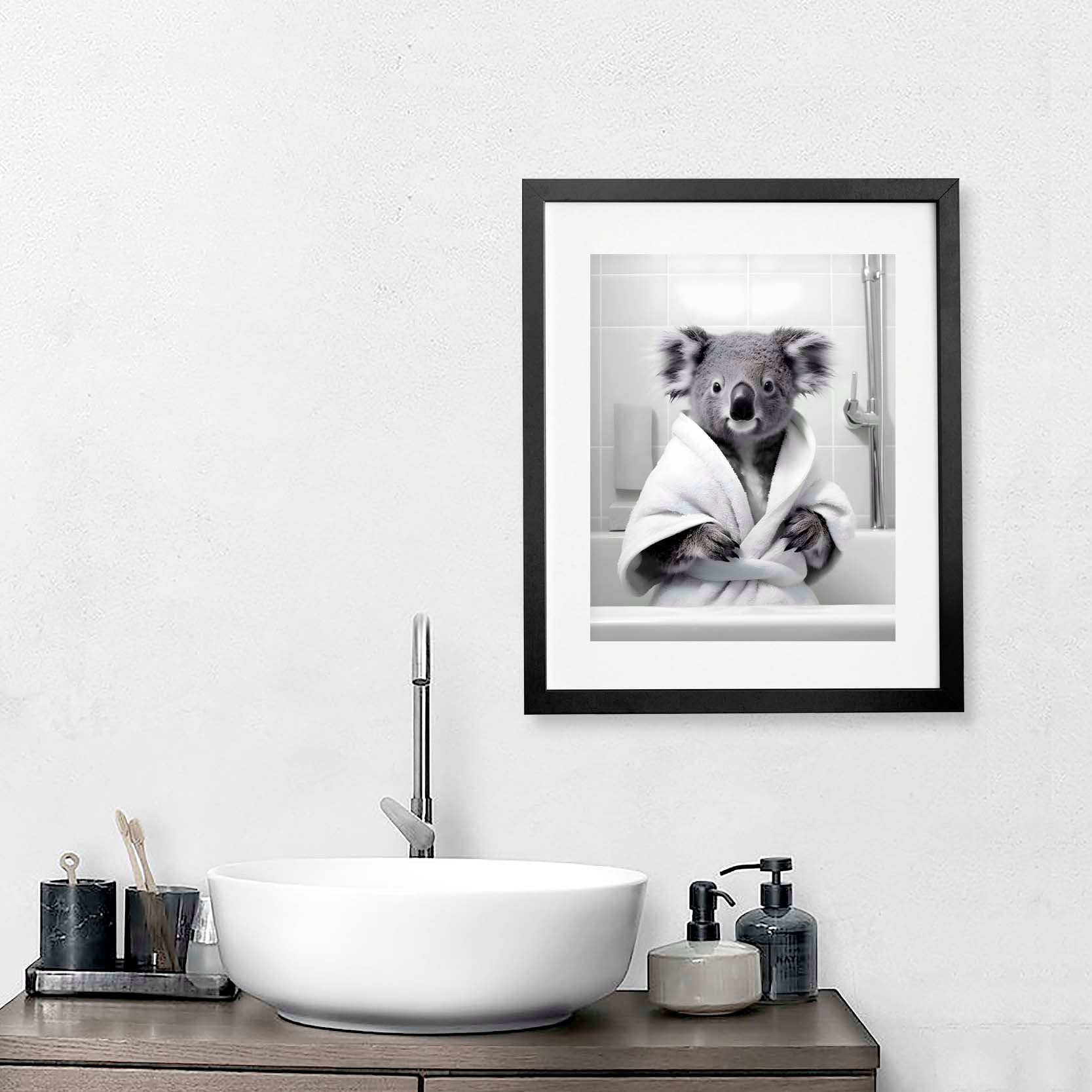 Koala in Bathrobe Koala Art Print Koala Wall Art Koala Bathroom Art ...