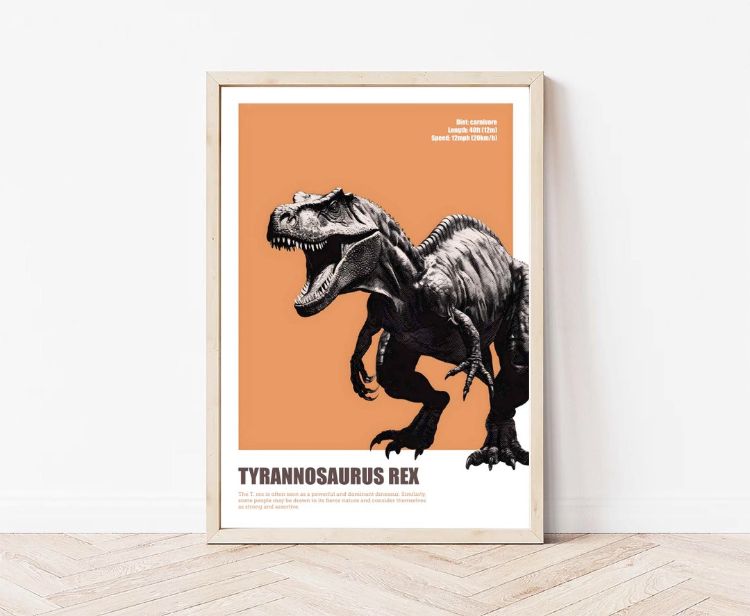 T-rex Print Dinosaur Wall Art Dino Illustration Dinosaur Nursery Kids ...