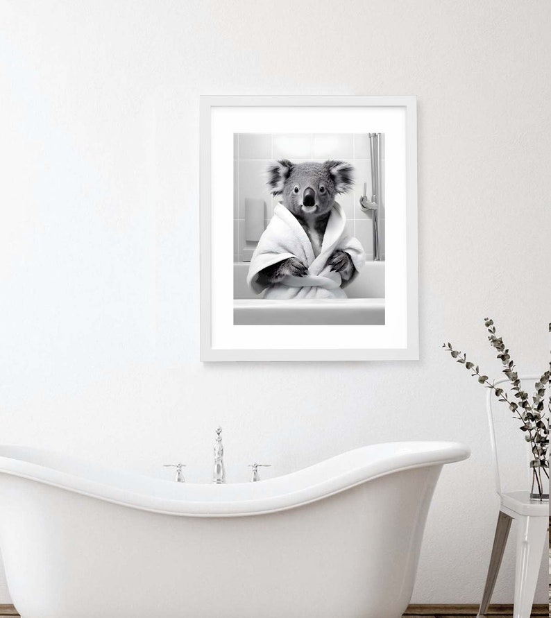 Koala in Bathrobe Koala Art Print Koala Wall Art Koala Bathroom Art ...