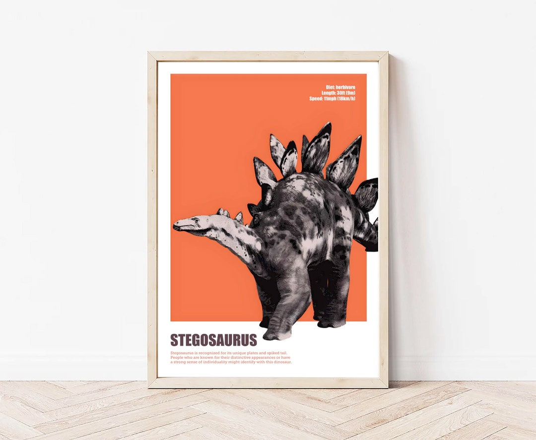 Stegosaurus Print Dinosaur Wall Art Dino Illustration Dinosaur Nursery ...