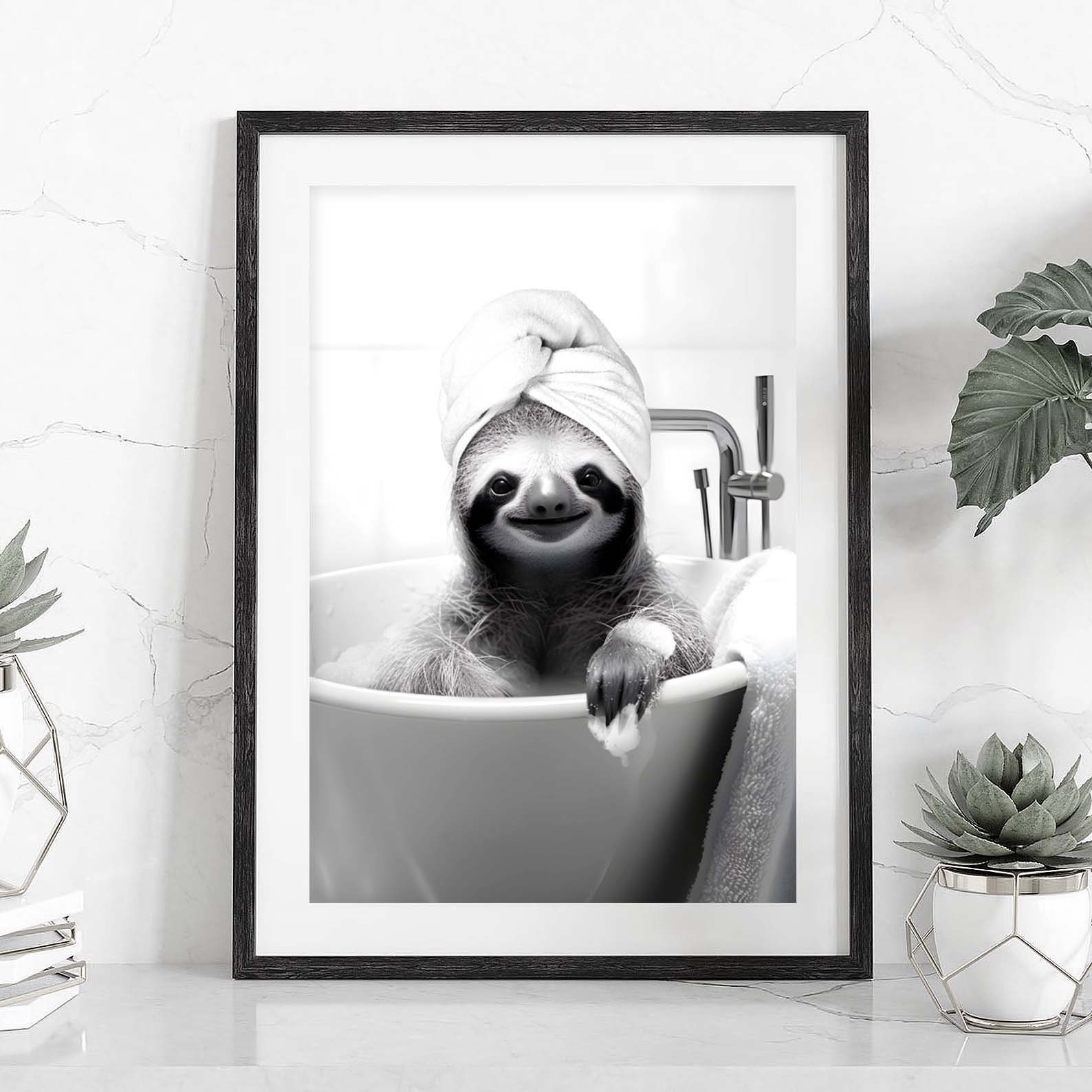 Sloth in Bathrobe Sloth Art Print Sloth Wall Art Sloth - Etsy