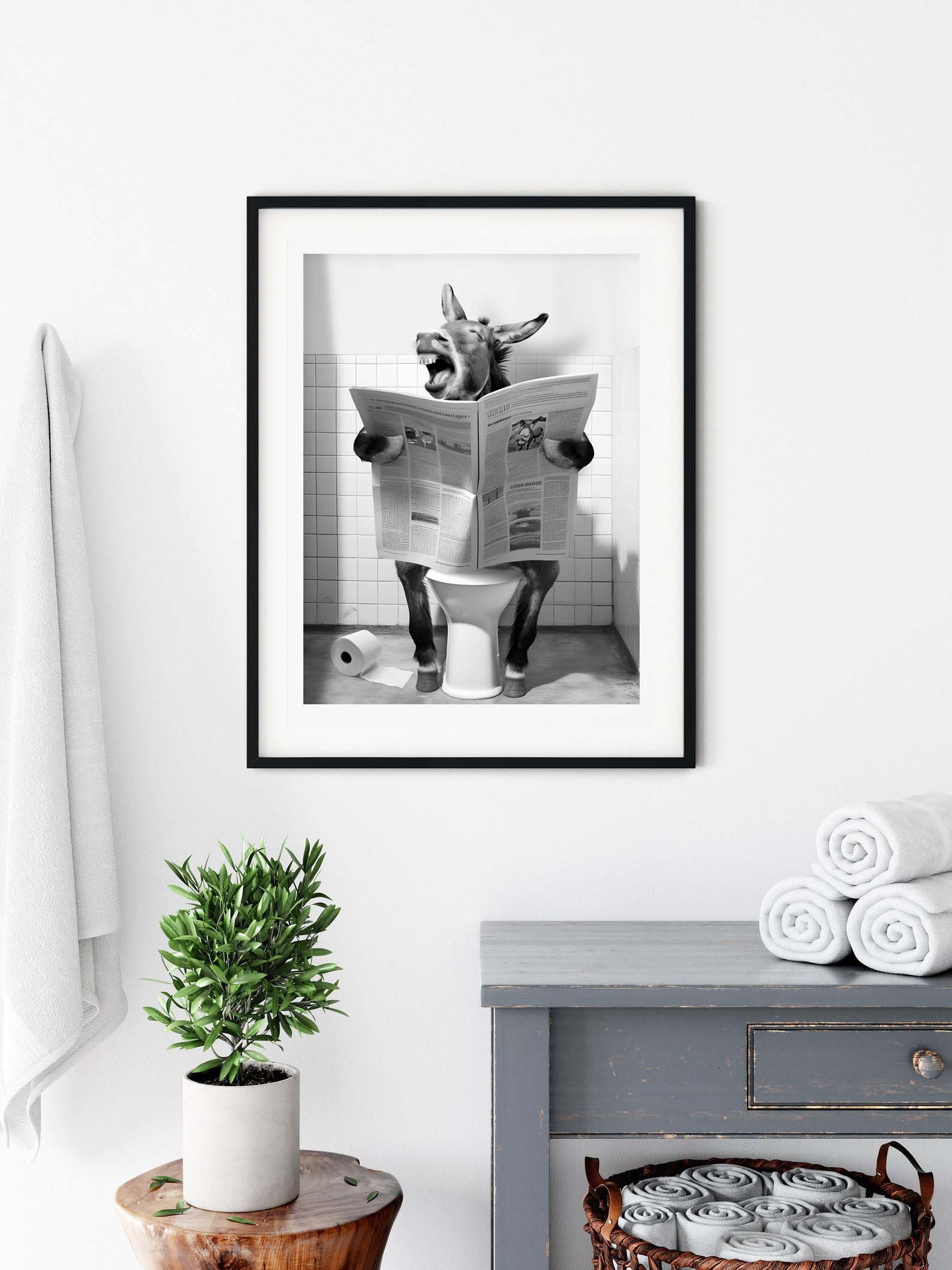 Donkey Wall Art Funny Bathroom Cute Donkey Art Donkey Poster Donkey ...