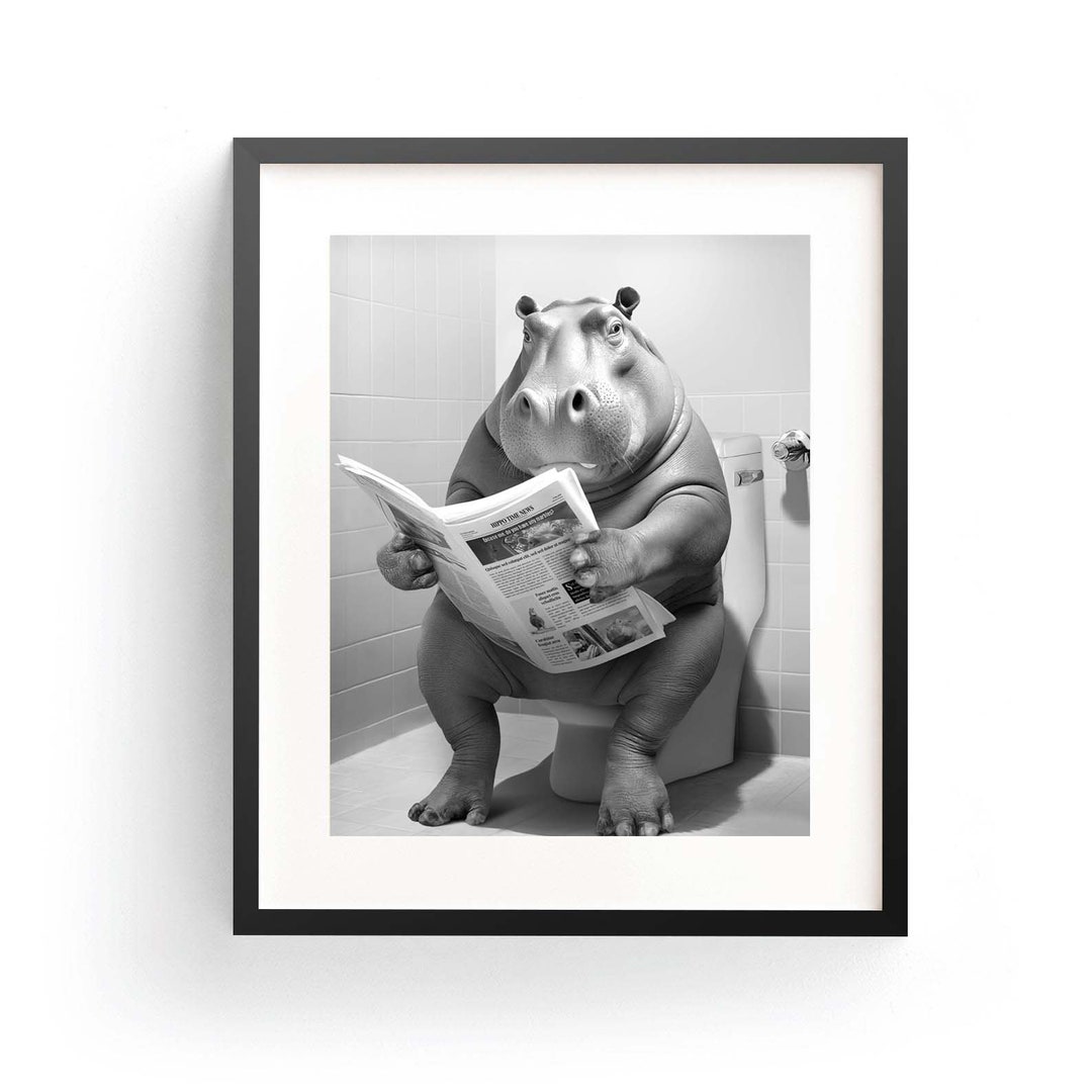 Hippo Wall Art, Funny Bathroom, Cute Hippo Art, Hippo Poster, Hippo Art ...