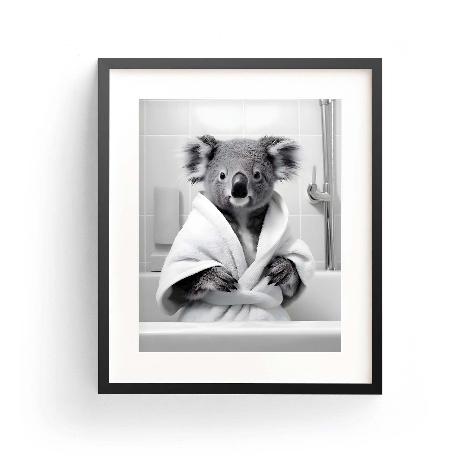 Koala in Bathrobe Koala Art Print Koala Wall Art Koala Bathroom Art ...
