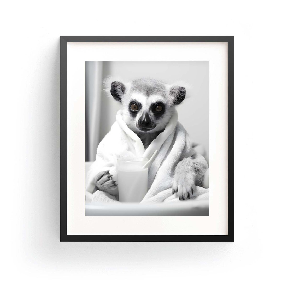 Lemur in Bathrobe Lemur Art Print Lemur Wall Art Lemur Lover Funny ...