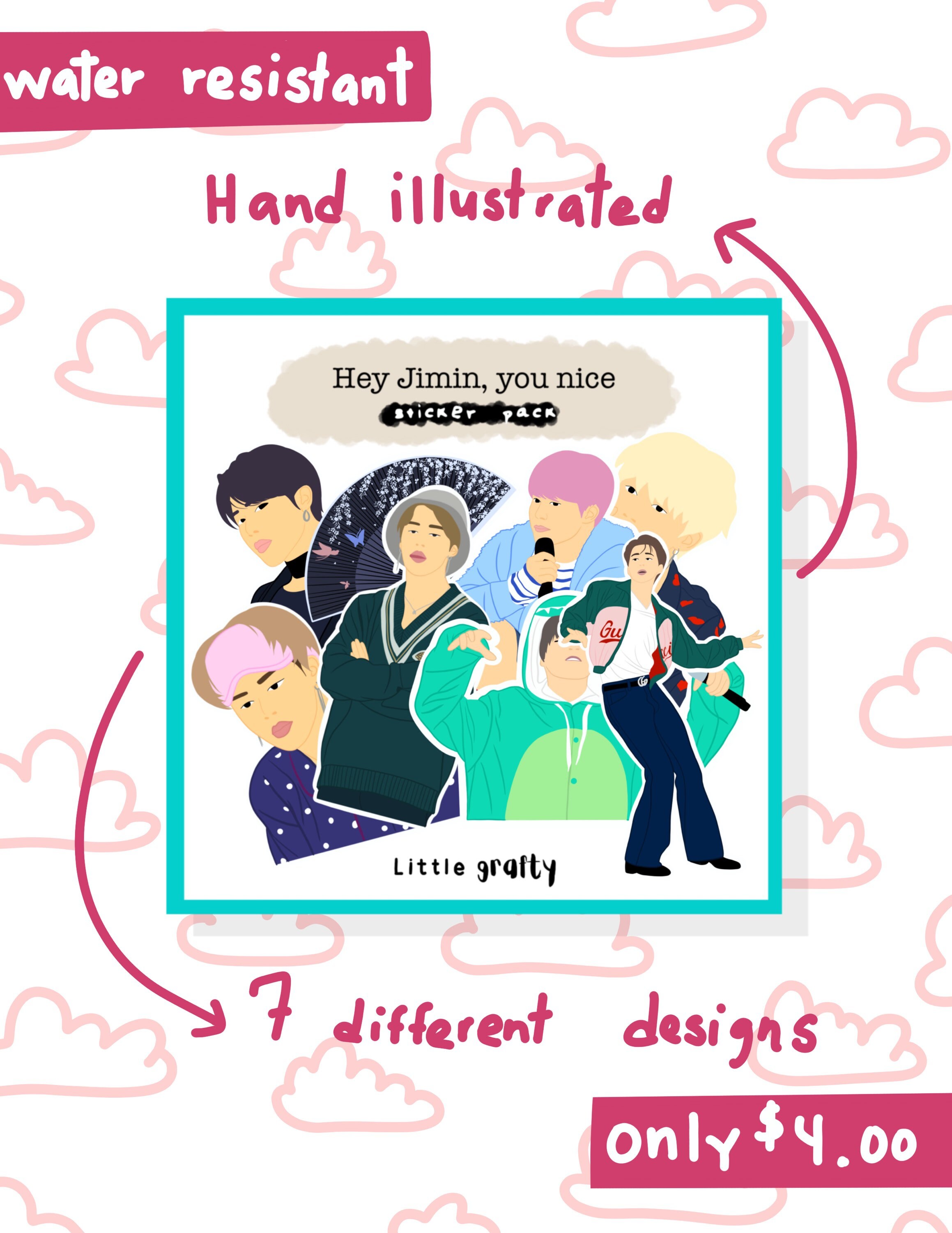 Stickers, Labels & Tags Paper & Party Supplies Paper cute mochi BTS ...